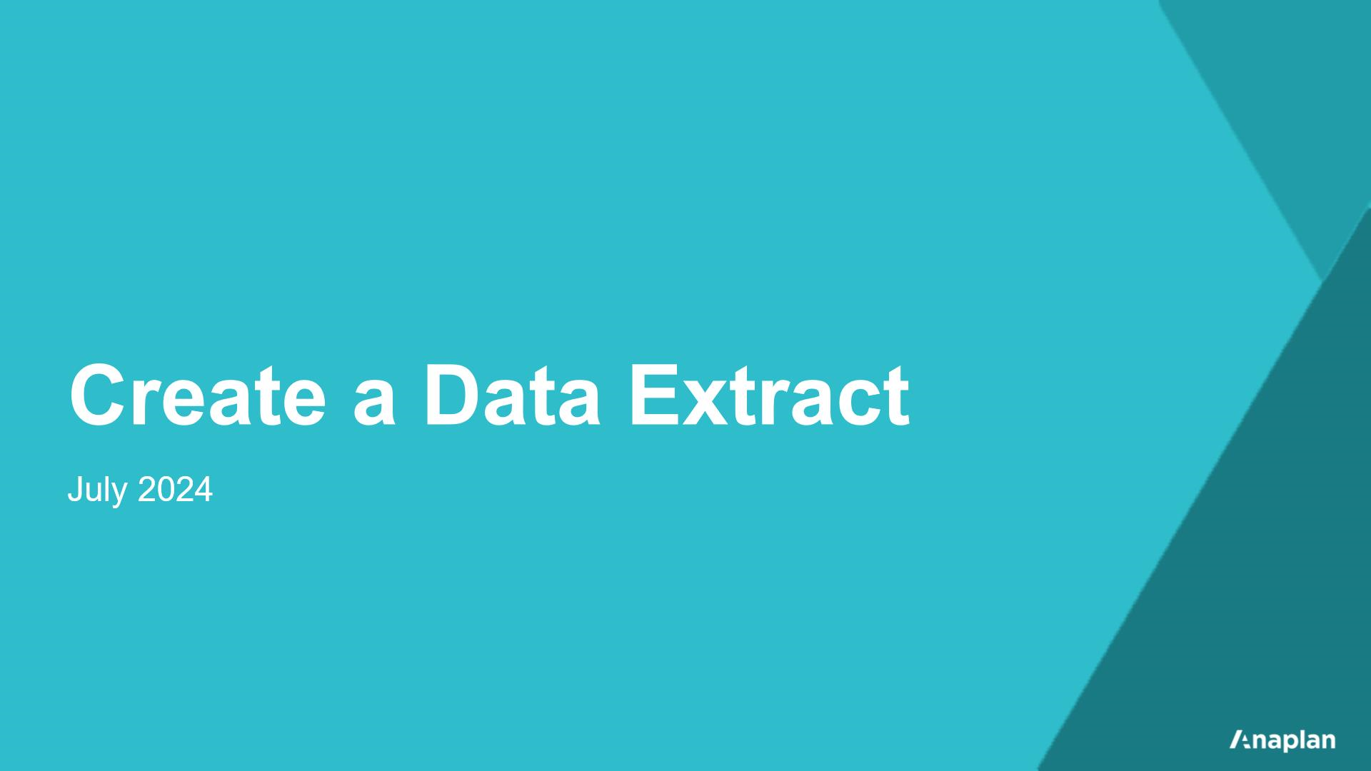 Create a Data Extract