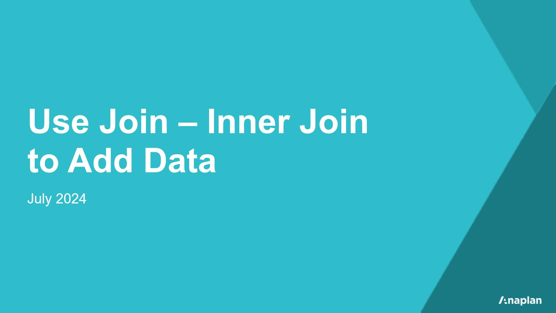 Use Join - Inner Join to Add Data